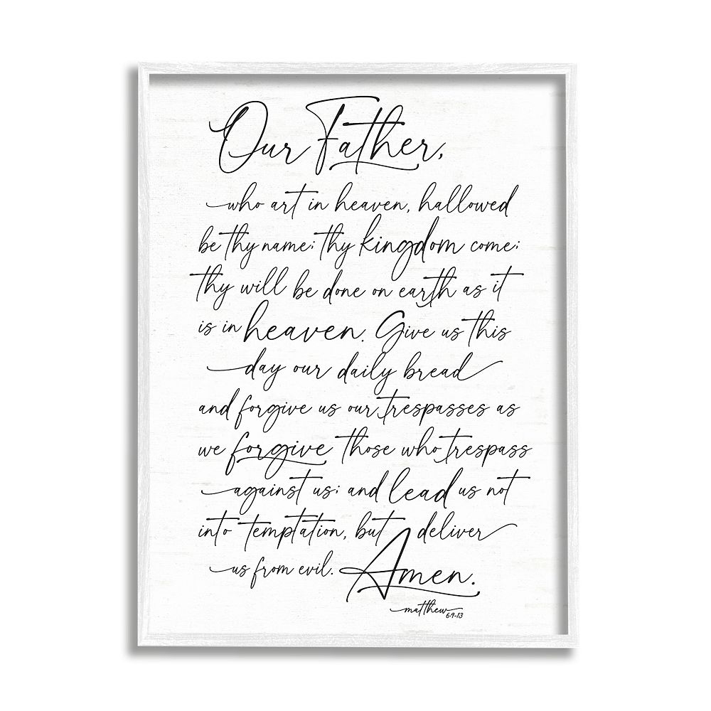 Stupell Home Decor Our Father Prayer Religious Framed Wall Art