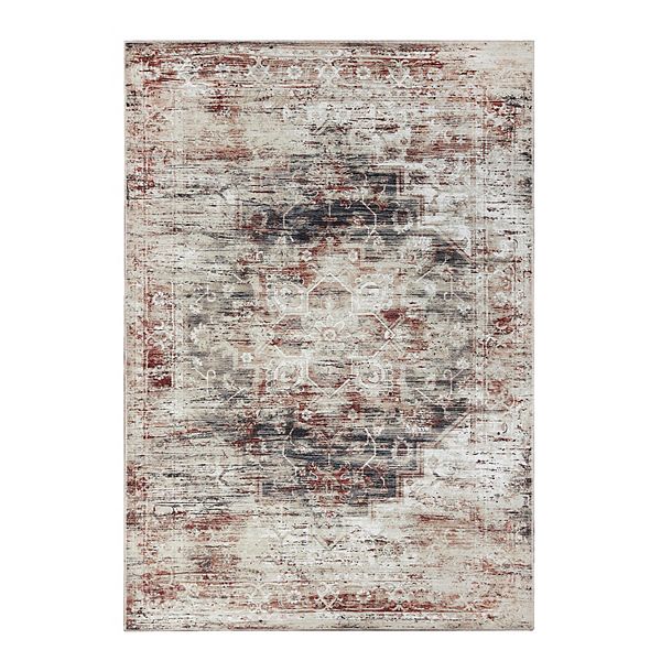 Superior Abstract Damask Medallion Washable Indoor Rug