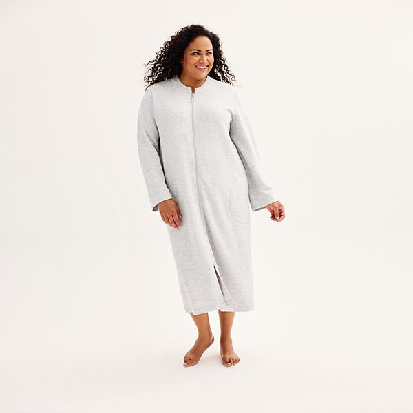 Plus Size Croft & Barrow® Quilted Zip Front Long Robe