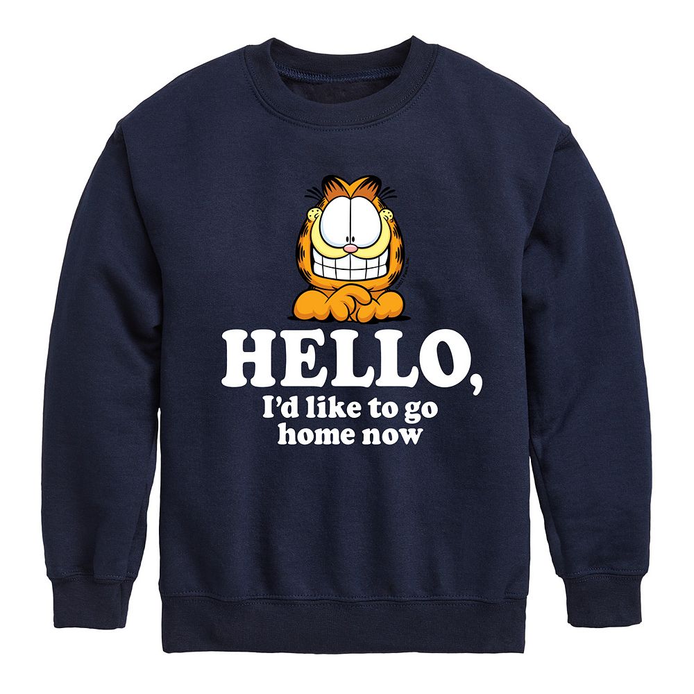 Boys 8-20 Garfield Go Home Now Fleece Graphic Pullover