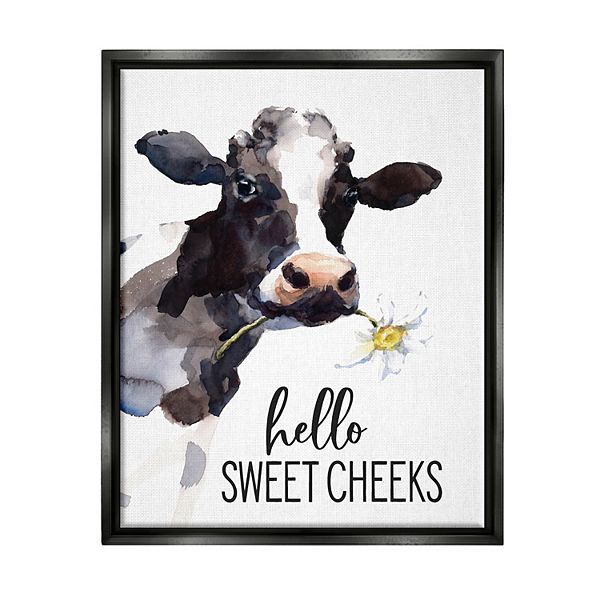 Stupell Home Decor Hello Sweet Cheeks Cow Floating Wall Art