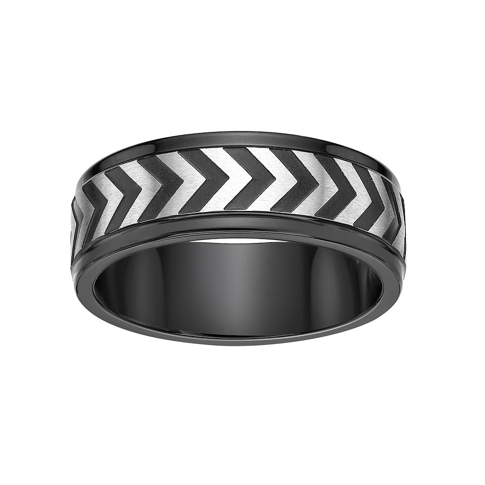 LYNX Men's Stainless Steel Chevron Ring
