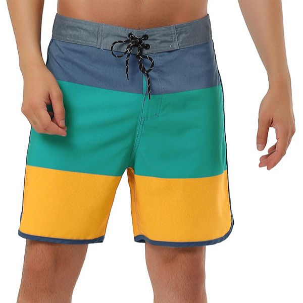 Men's Shorts Striped Beach Shorts Color Block Board Surfing Shorts