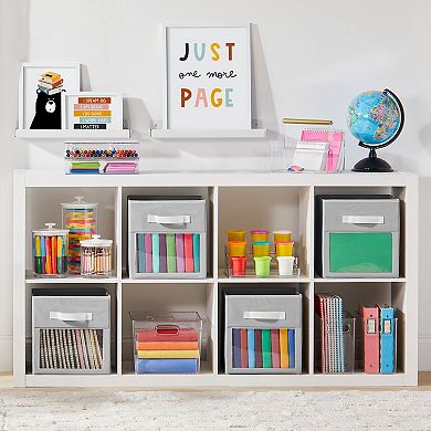 mDesign Fabric Nursery Storage Cube, Front Window/Handle, 8 Pack - Gray ...