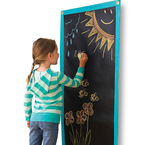 HearthSong Chalkscapes 48"L x 24"W Roll-Up Chalk Mat with Five Jumbo Chalks