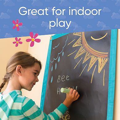 HearthSong Chalkscapes 48"L x 24"W Roll-Up Chalk Mat with Five Jumbo Chalks