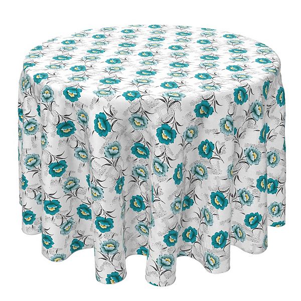 Round Tablecloth, 100% Cotton, 60 Round", Vintage Floral With Patterns