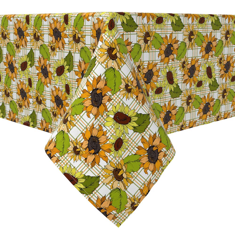 Rectangular Tablecloth, 100% Cotton, 60x84", Sunflower Plaid