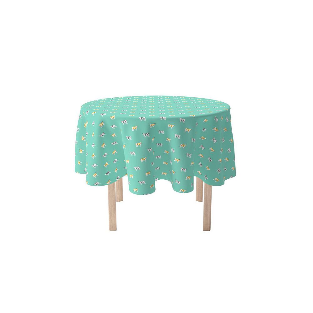 Round Tablecloth, 100% Cotton, 60 Round", Cow Pixel Art