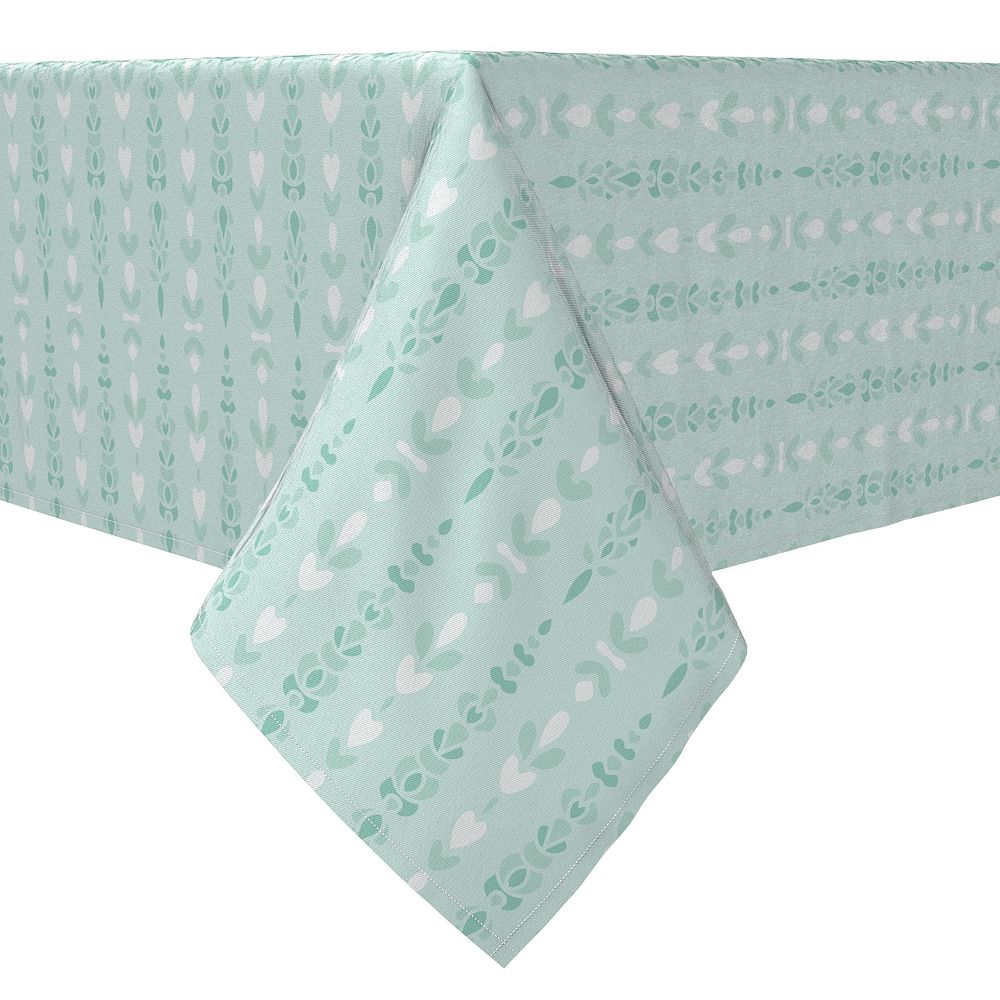 Rectangular Tablecloth, 100% Cotton, 60x84", Green Monochromatic Design