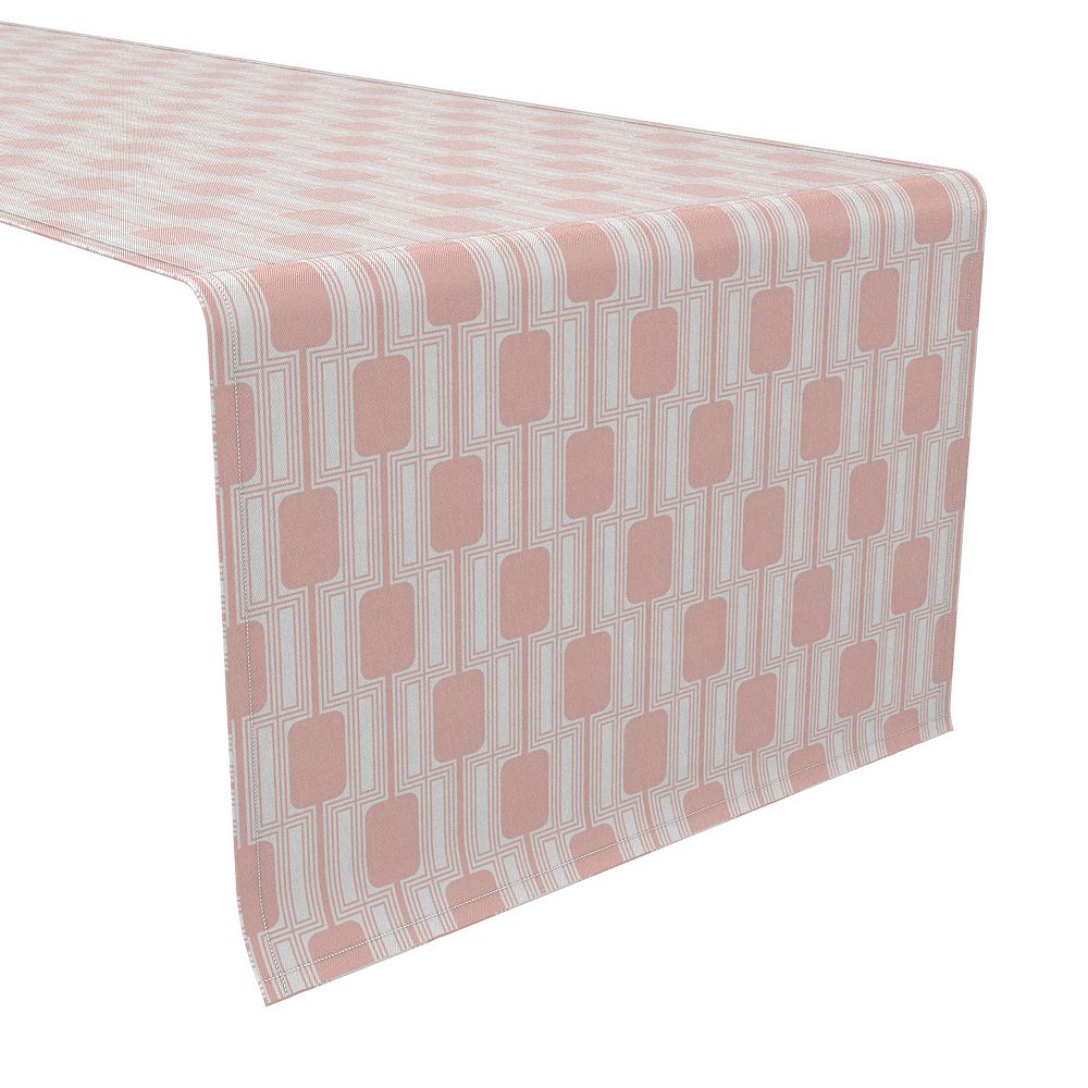 Table Runner, 100% Cotton, 16x90", Pink Retro Modern