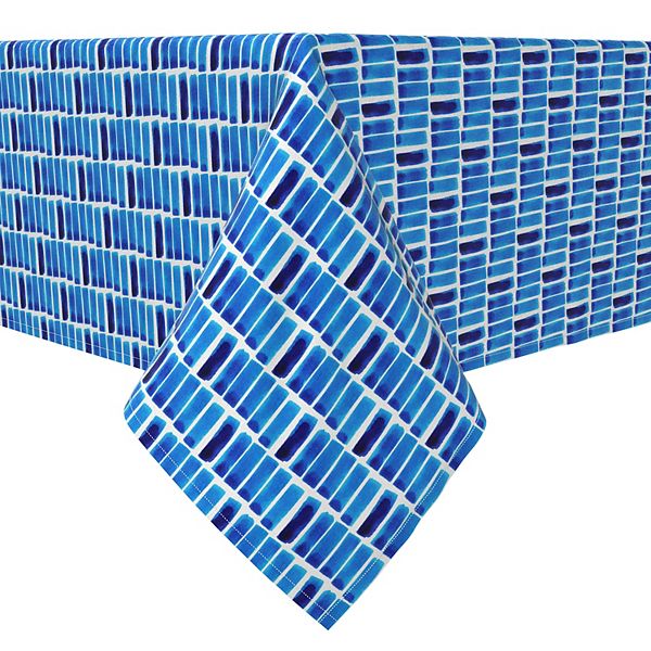 Rectangular Tablecloth, 100% Cotton, 60x120", Blue Abstract Watercolor
