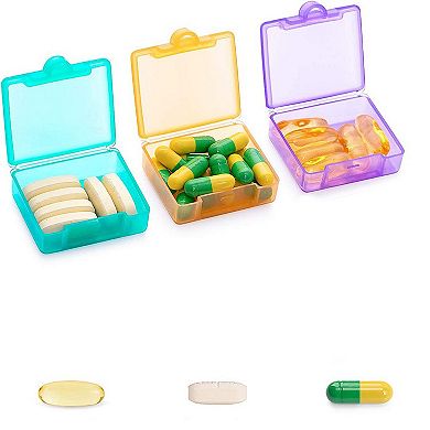 Sukuos Small Pill Box 3pcs, Cute Travel Pill Case Portable Pocket Purse