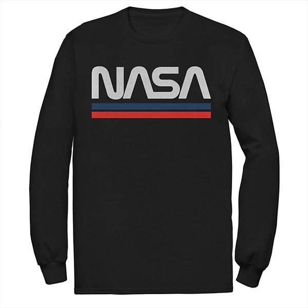 Big & Tall NASA Red Blue Stripe Minimal Logo Vintage Graphic Tee