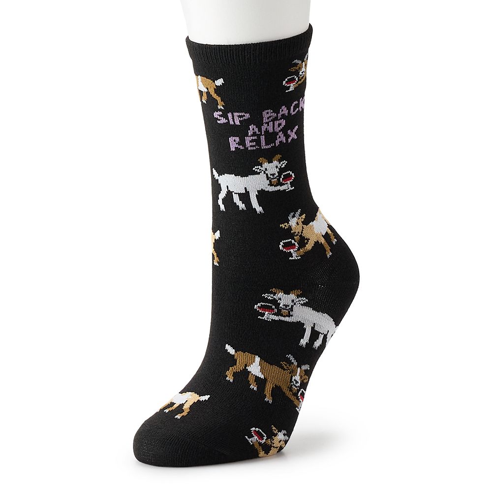 Women's Sip Back & Relax Goats Novelty Crew Socks