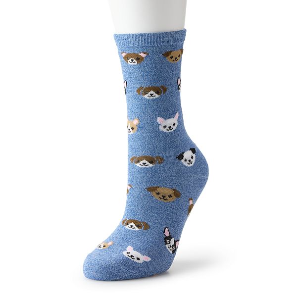 Women's Dog Faces Novelty Crew Socks