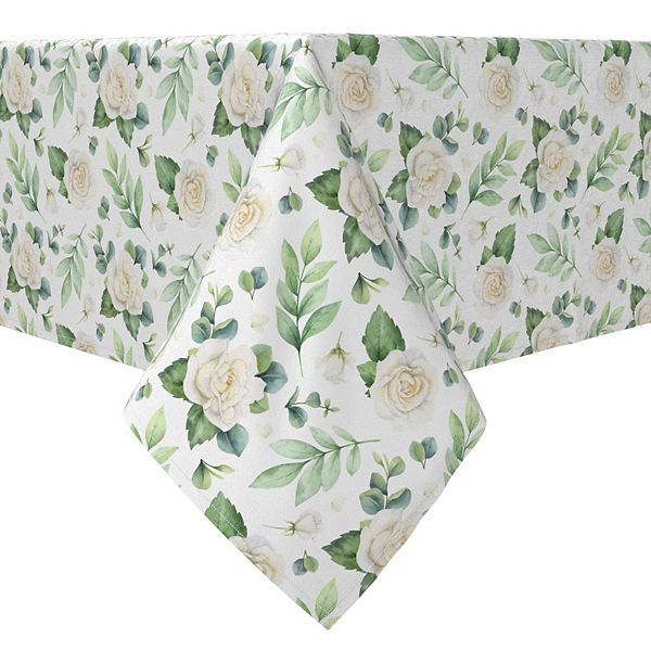 Square Tablecloth, 100% Cotton, 60x60", Floral Wedding Elegance