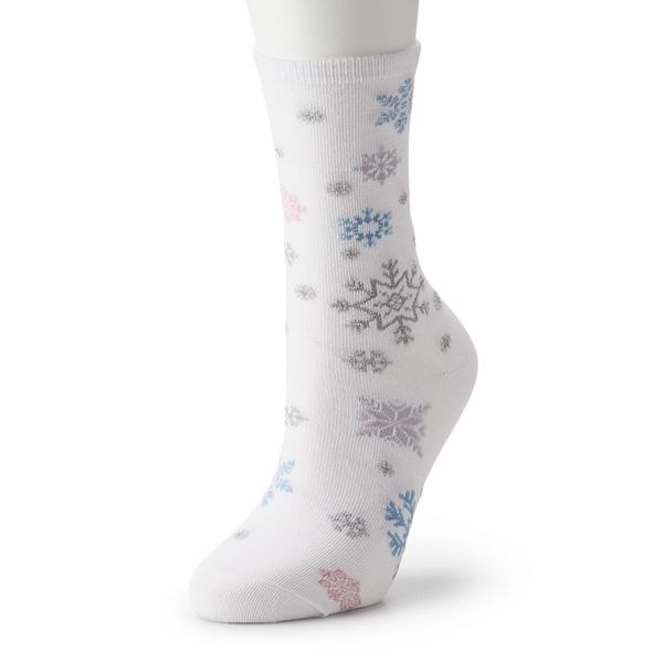 Women's SHINE Falling Snowflakes Crew Socks