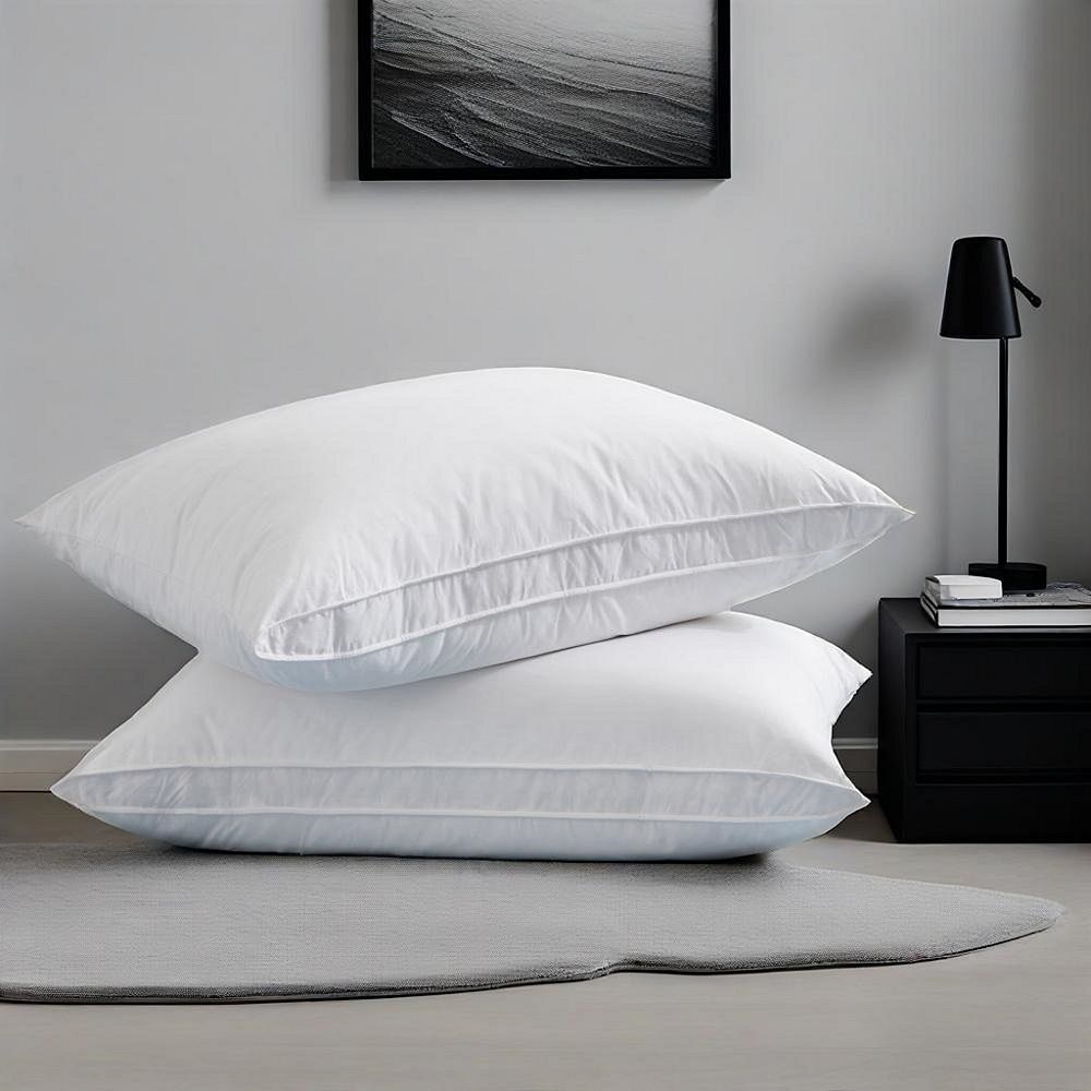 Unikome 2 Pack Medium Soft Goose Down & Feather Gusseted Bed Pillows
