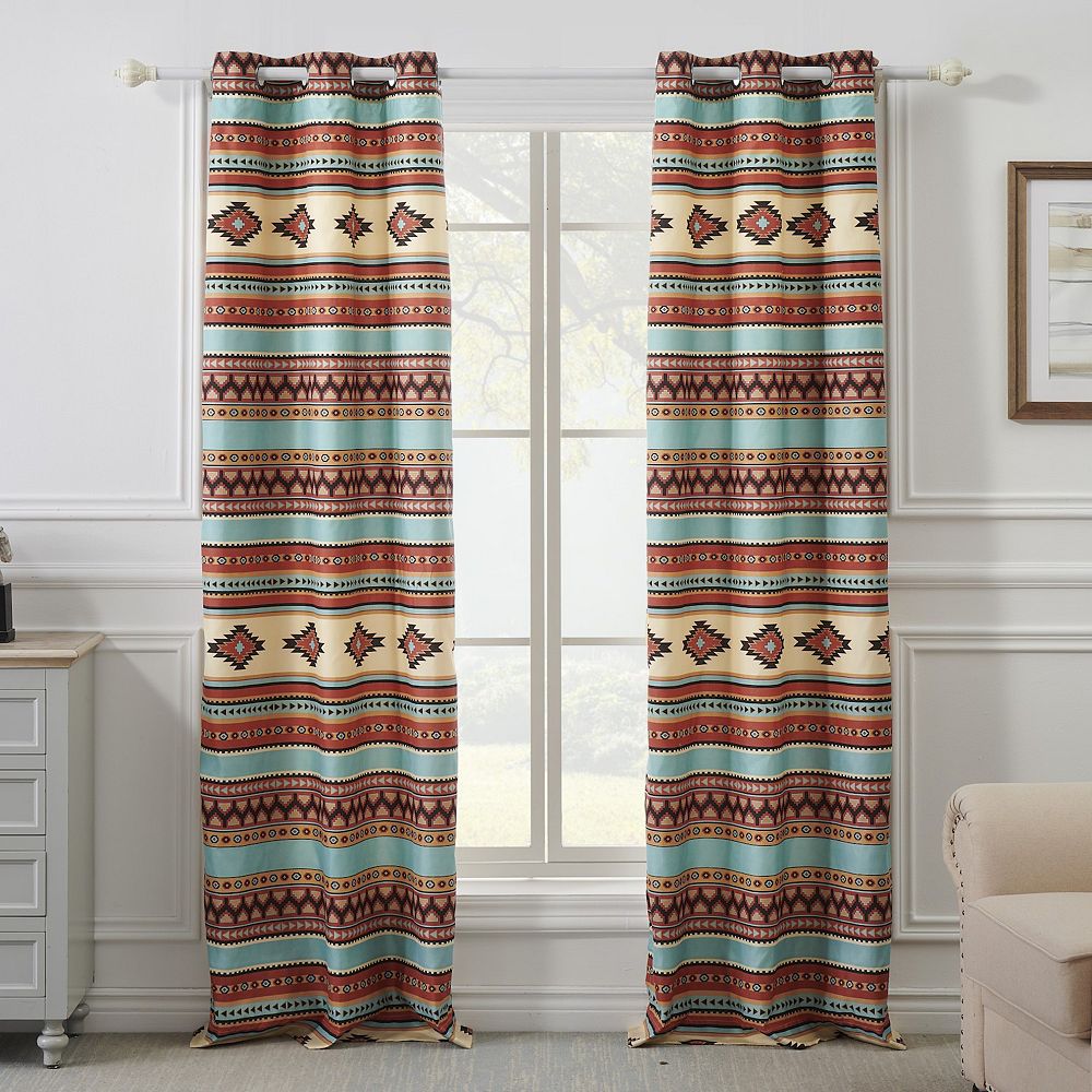 Greenland Home Red Rock Grommeted Curtain Panels (Set of 2), 84-inch ...