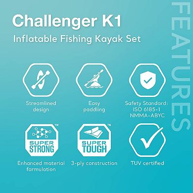 Intex Challenger K1 Inflatable Single Person Kayak Set and Accessory ...