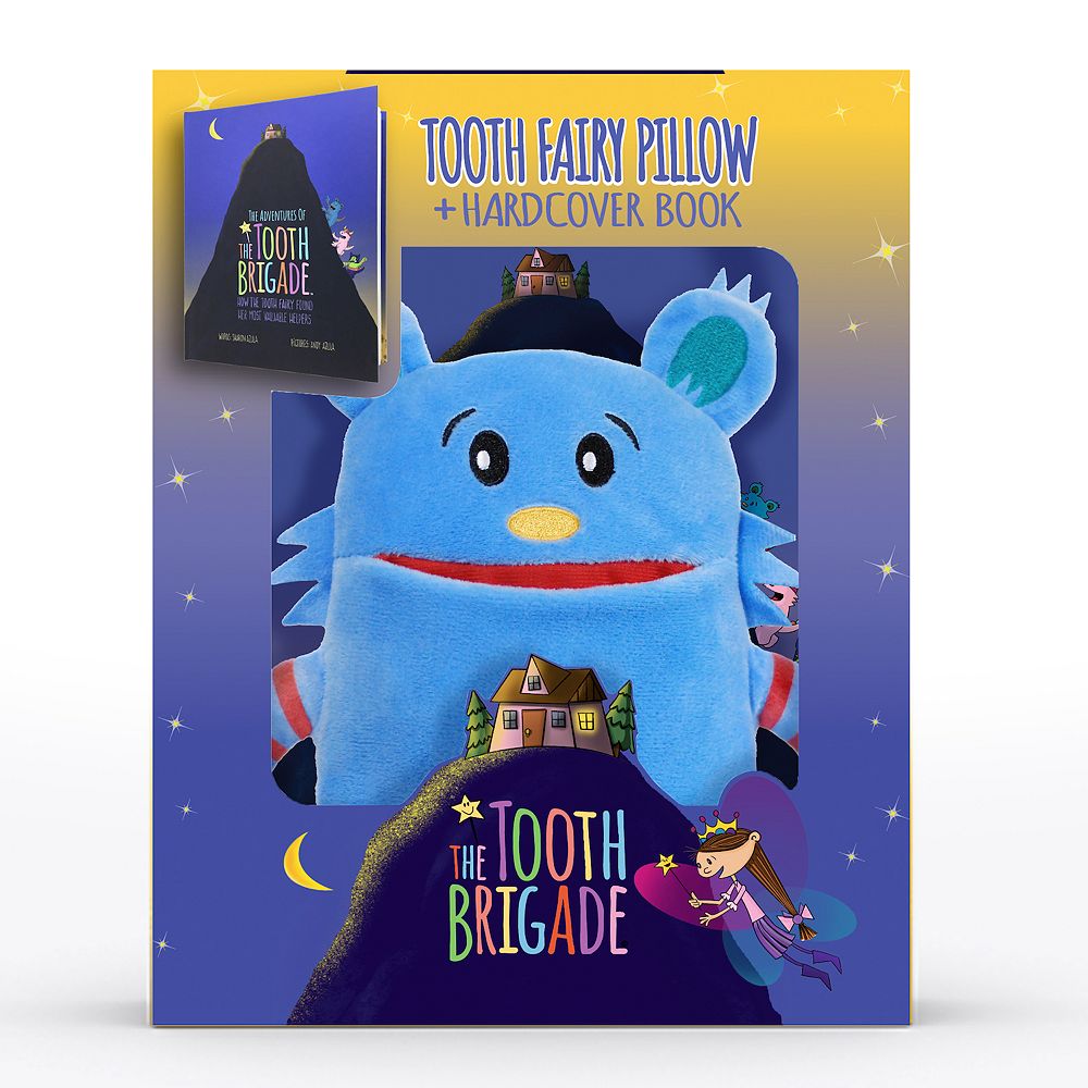 The Tooth Brigade Monster Tooth Pillow & Hardcover Book Bundle - Blue