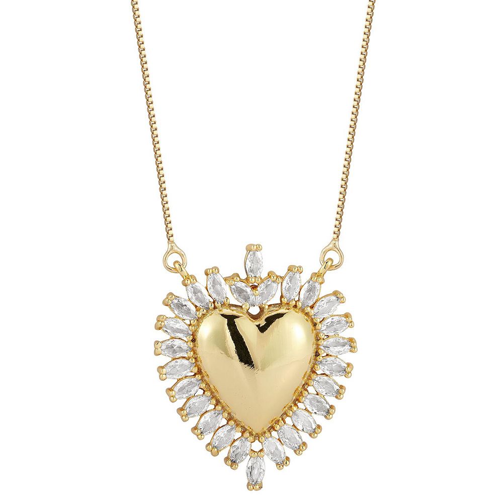 WINX 18k Gold Plated Cubic Zirconia Bold Heart Necklace