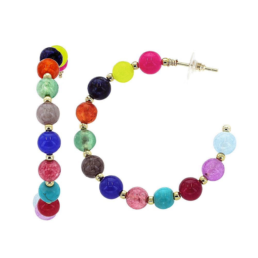 PANNEE BY PANACEA Stone Hoop Post Earrings