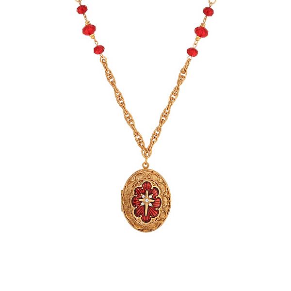 Symbols of Faith Enamel Star of Bethlehem Locket Necklace