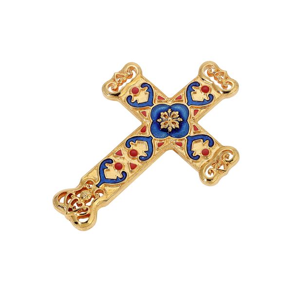 Symbols of Faith Hand Enamel Blue & Red Cross Brooch