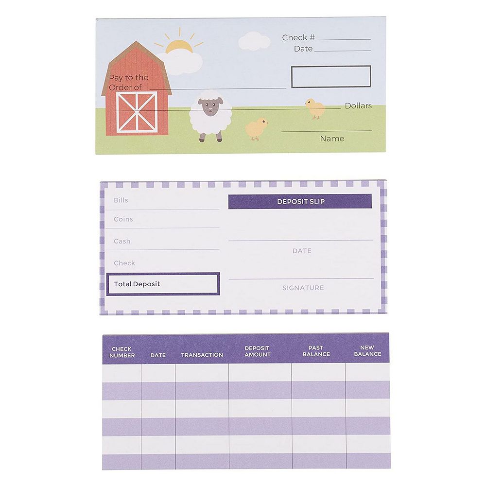 150-Sheet Checkbook Set Activity for Kids, Farm Animals Themed, Ages 3-14