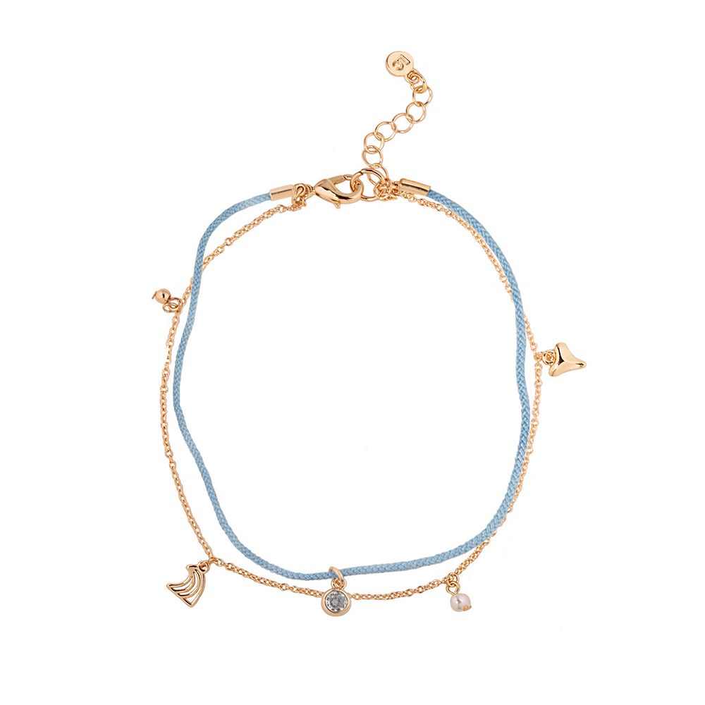 LC Lauren Conrad Wave Charm Anklet Set