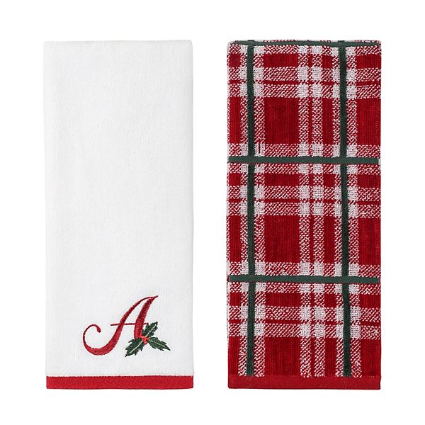 St. Nicholas Square® 2-Piece Plaid Monogram Hand Towel Set