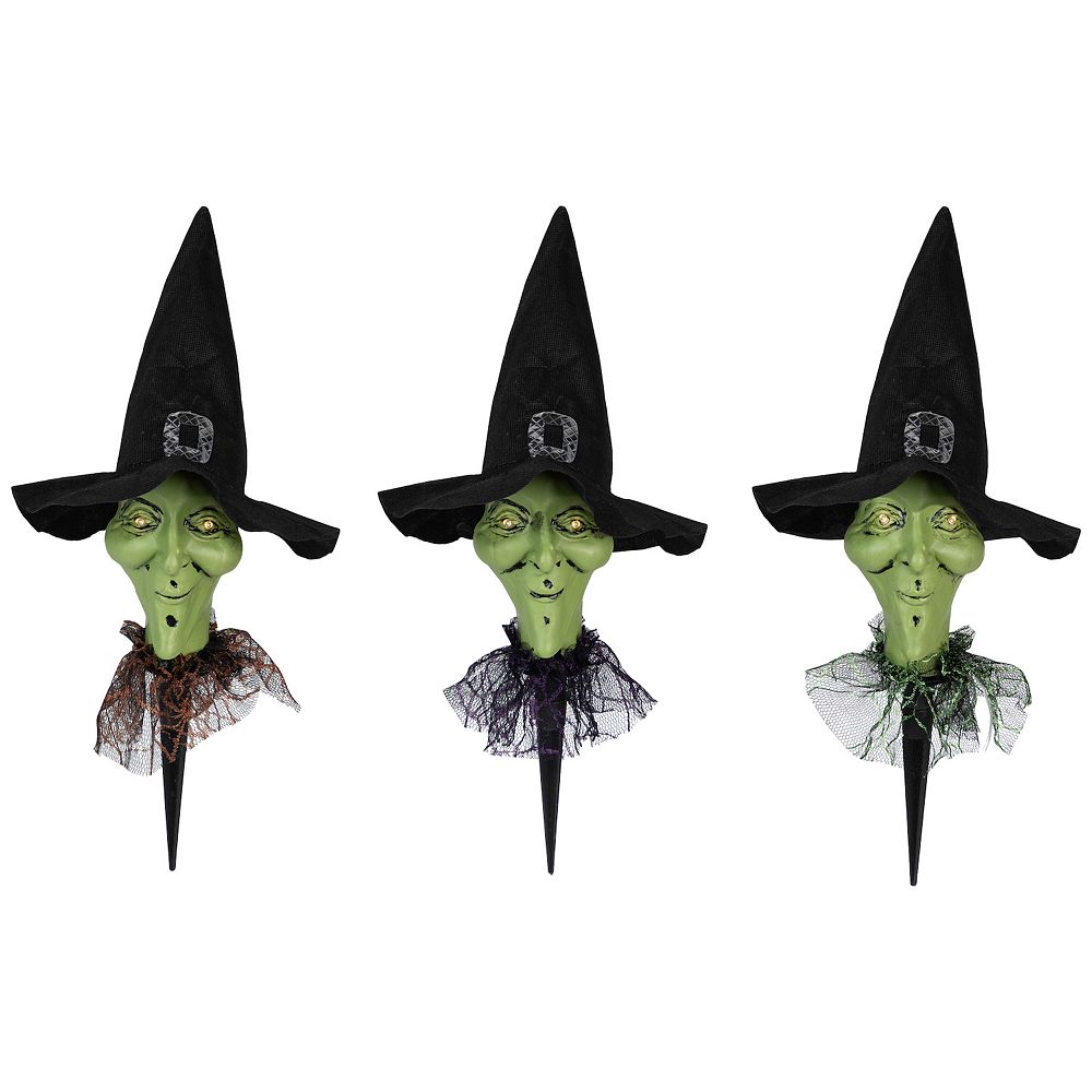 Northlight Smirking Witch Halloween Garden Stake 3-piece Set