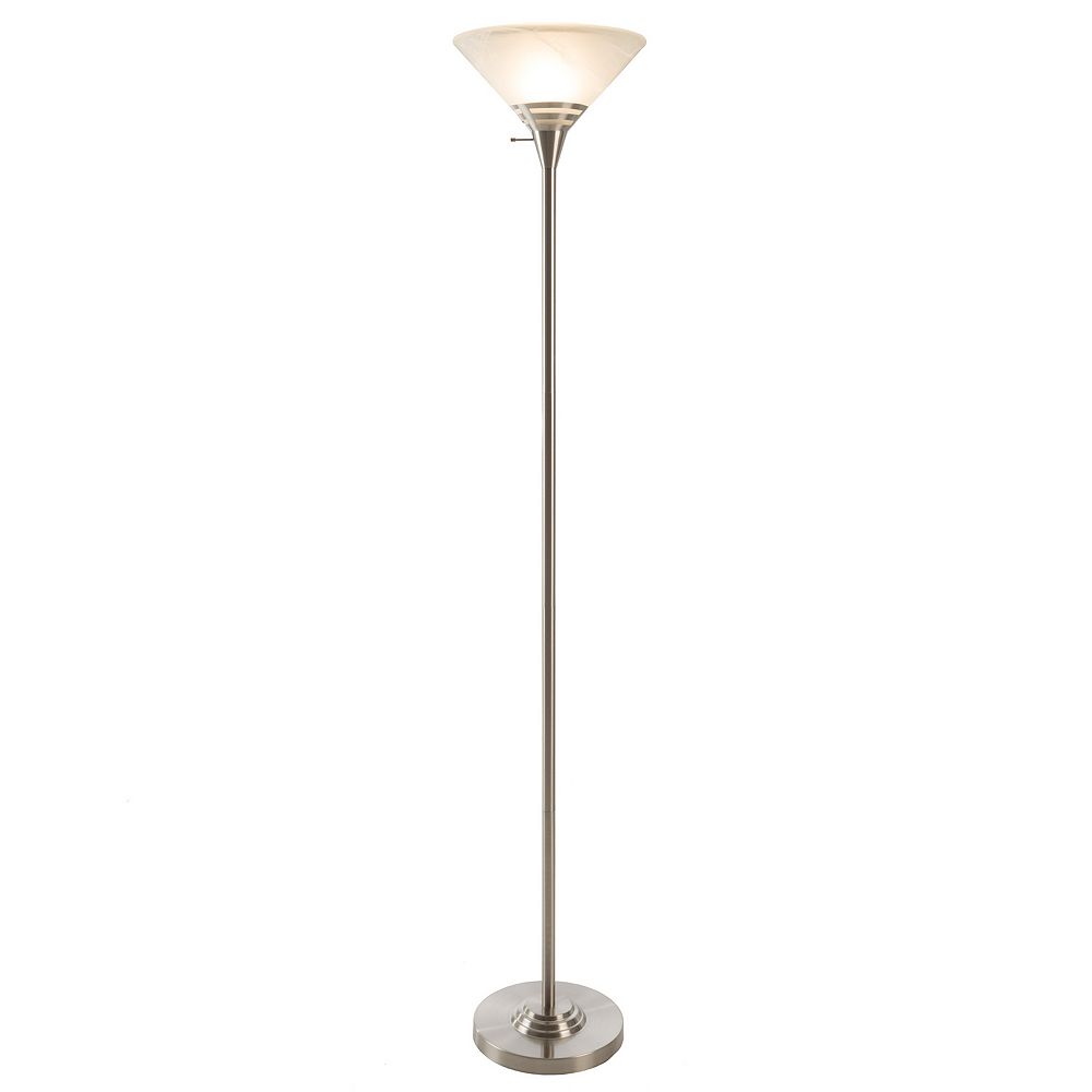 Lavish Home Torchiere Brushed Silver Floor Lamp