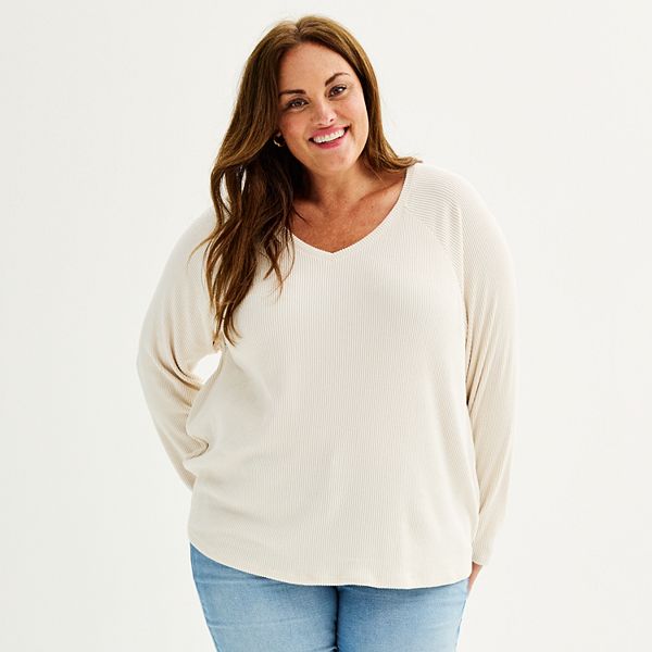 Plus Size Sonoma Goods For Life® Super Soft Ribbed V-Neck Tunic