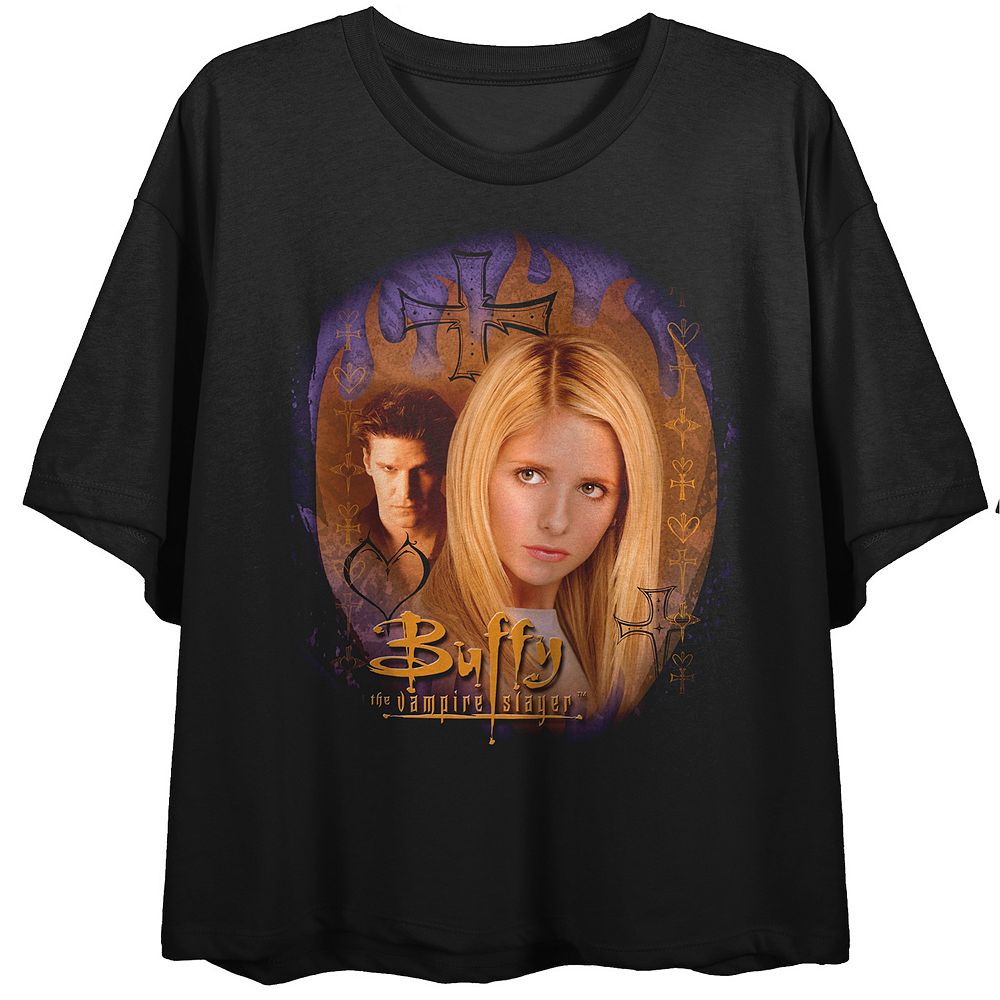 Juniors' Buffy The Vampire Slayer Buffy & Angel Graphic Tee