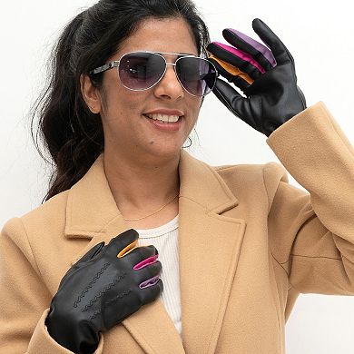 Women's isotoner Lined Recycled Poppy Faux Leather Touchscreen Gloves