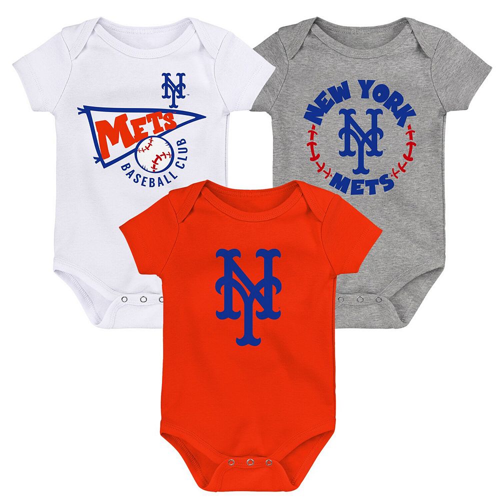 Infant Orange/White/Heather Gray New York Mets Biggest Little Fan 3 ...