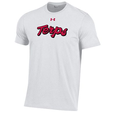 Men's Under Armour White Maryland Terrapins Script T-Shirt