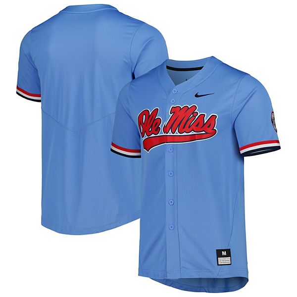 Men's Nike Powder Blue Ole Miss Rebels Full-Button Replica Baseball Jersey Men's Nike Powder Blue Ole Miss Rebels Full-Button Replica Baseball Jersey