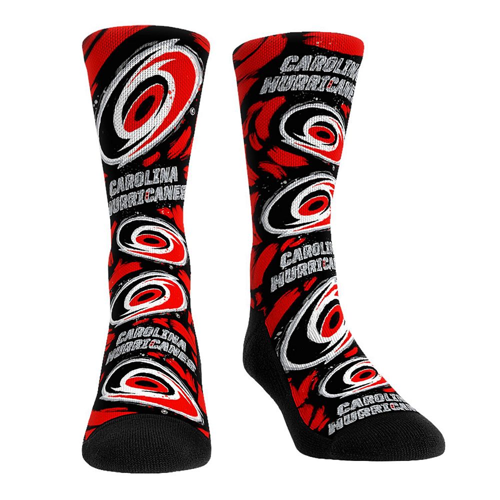 Unisex Rock Em Socks Carolina Hurricanes Allover Logo & Paint Crew Socks