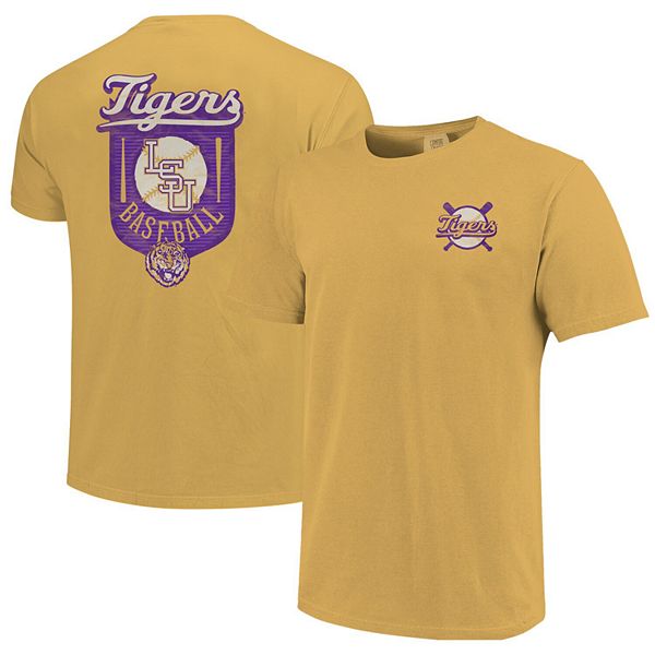 Men's Gold LSU Tigers Baseball Shield T-Shirt
