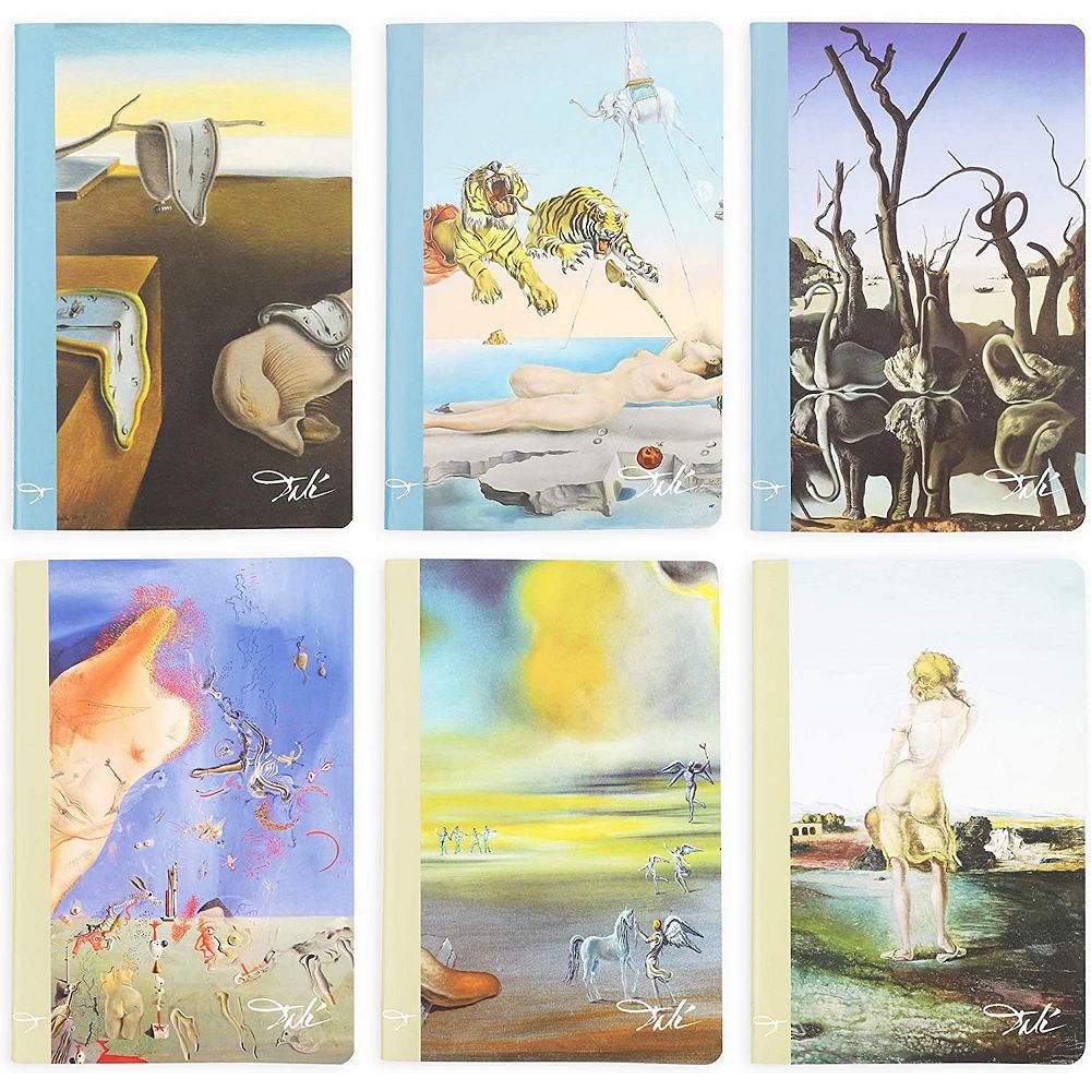 Salvador Dalí Soft Cover Travel Journal Notebooks (A5 Size, 6 Pack)