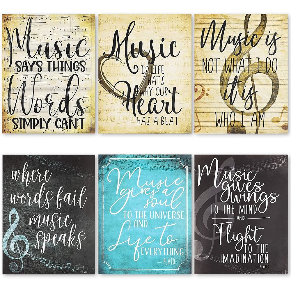 Music Classroom Posters with Inspirational Quotes, Teacher Supplies (6 ...