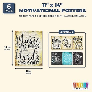 Music Classroom Posters with Inspirational Quotes, Teacher Supplies (6 ...