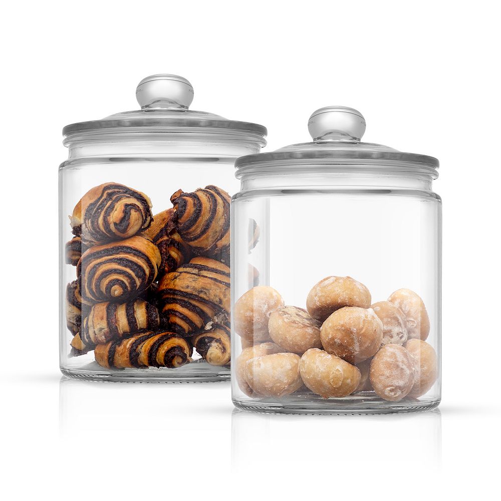 JoyJolt JoyFul 2-pc. 67-oz. Airtight Round Glass Cookie Jar Set