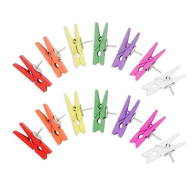 100x Wooden Push Pins for Bulletin Board Decorations, Clothespins 7 ...