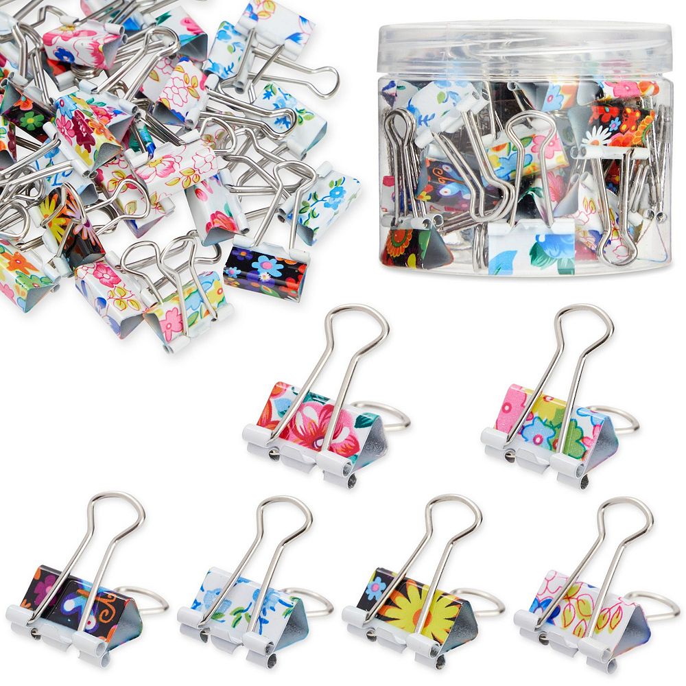 40 Pack Decorative Binder Clips for FIle Folders, Papers, Documents, 1 ...