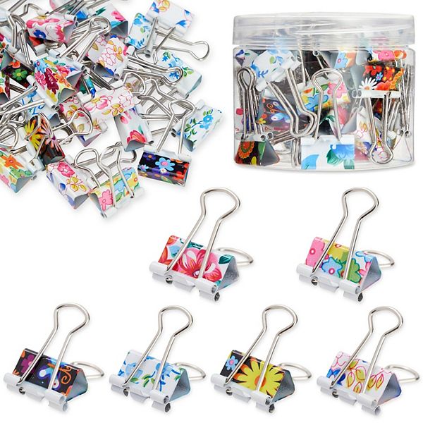 40 Pack Decorative Binder Clips for FIle Folders, Papers, Documents, 1 ...
